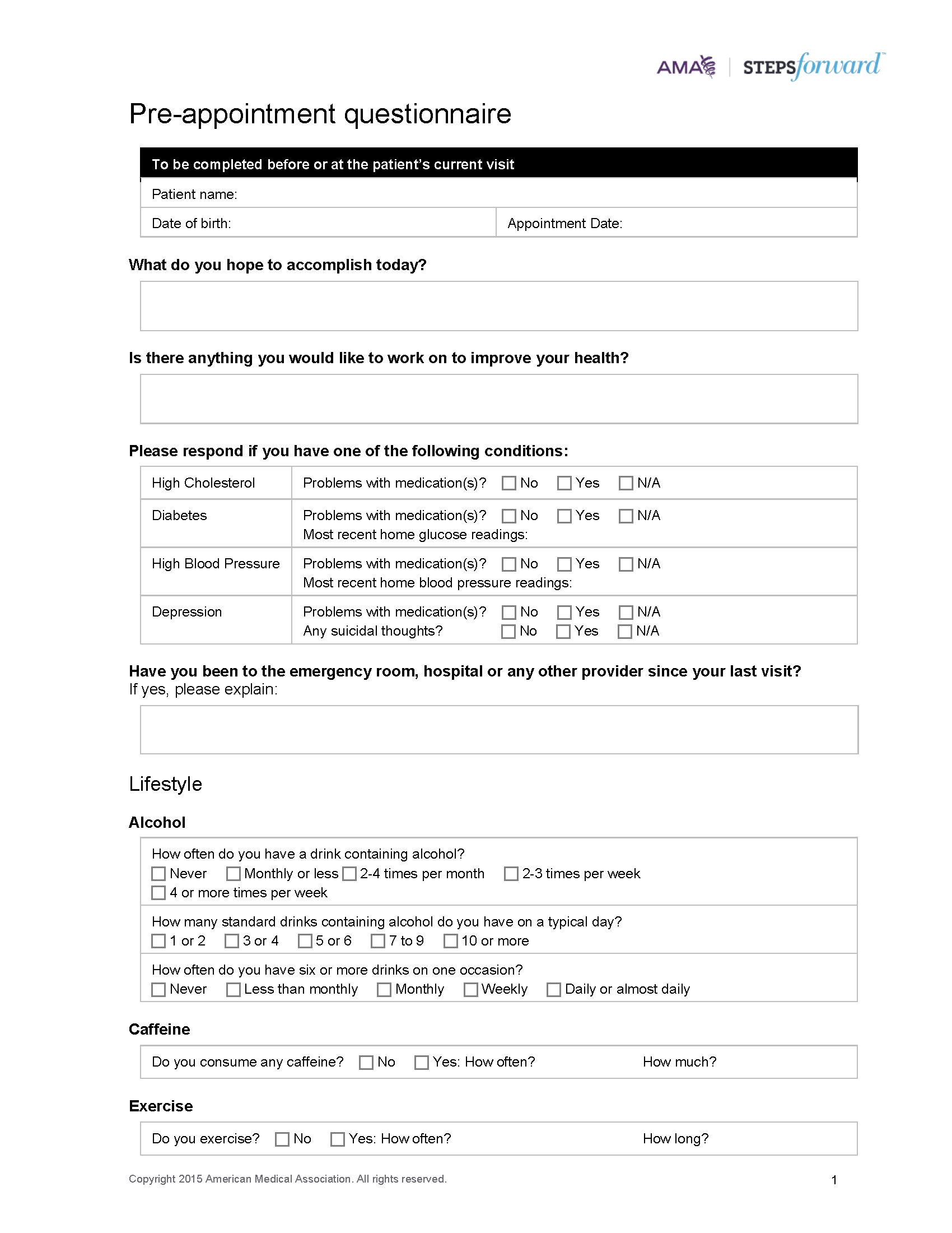 Pre-Appointment Questionnaire – CRC ScreeND