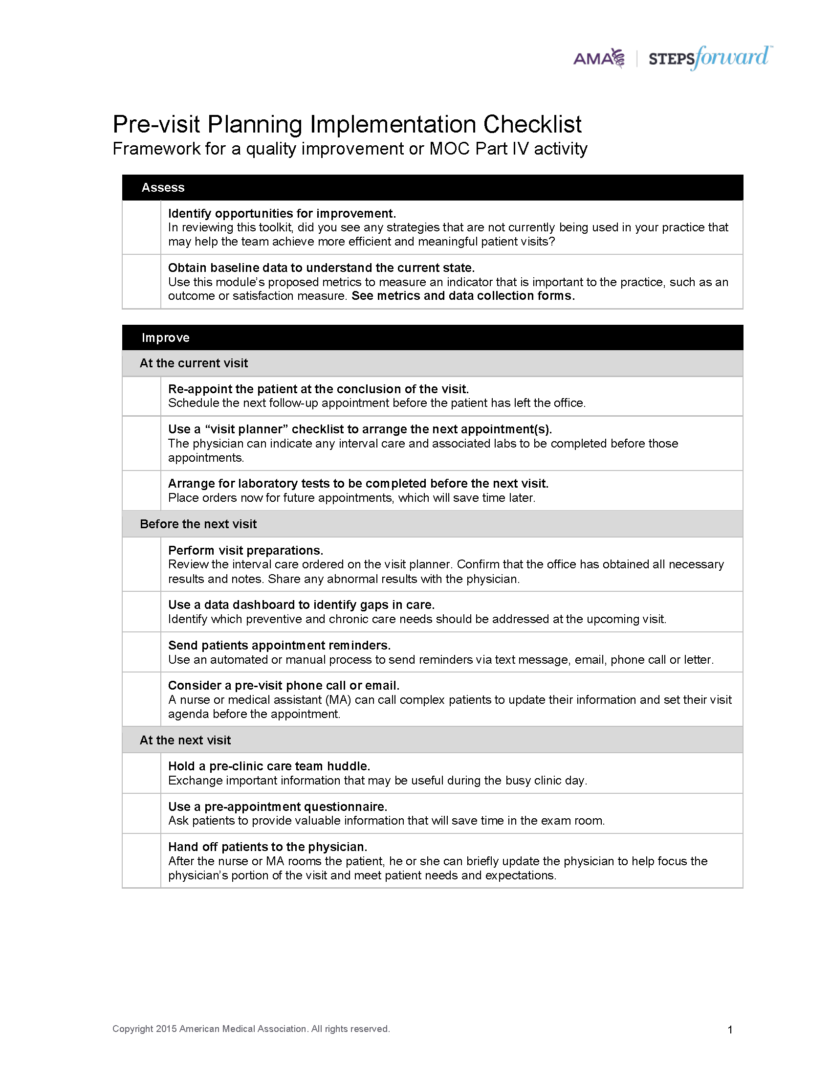 Pre-Visit Planning Implementation Checklist – CRC ScreeND Pre-Visit Planning Implementation Checklist – CRC ScreeND