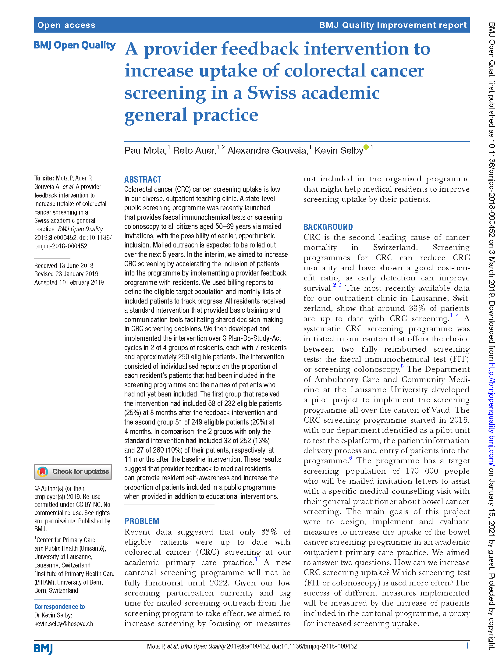 Provider Feedback to Increase CRC Screening – CRC ScreeND