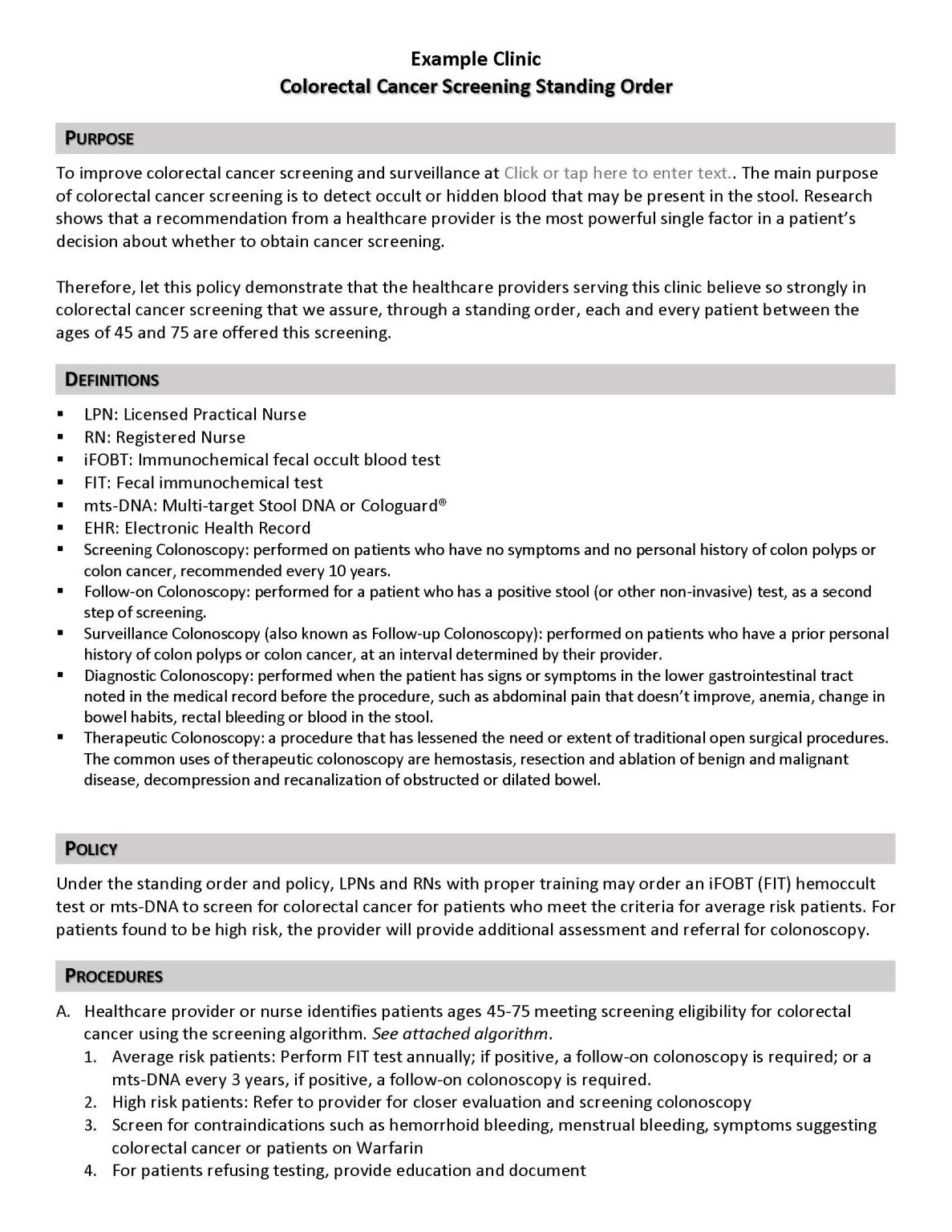 Facility Interventions – CRC ScreeND